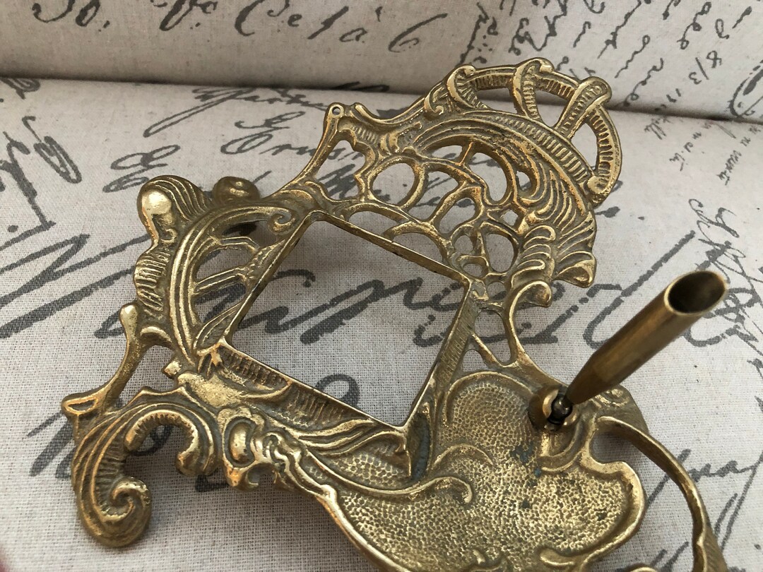 Vintage Brass Inkwell, Inkwell With Pen Holder, Solid Brass Ink Well ...