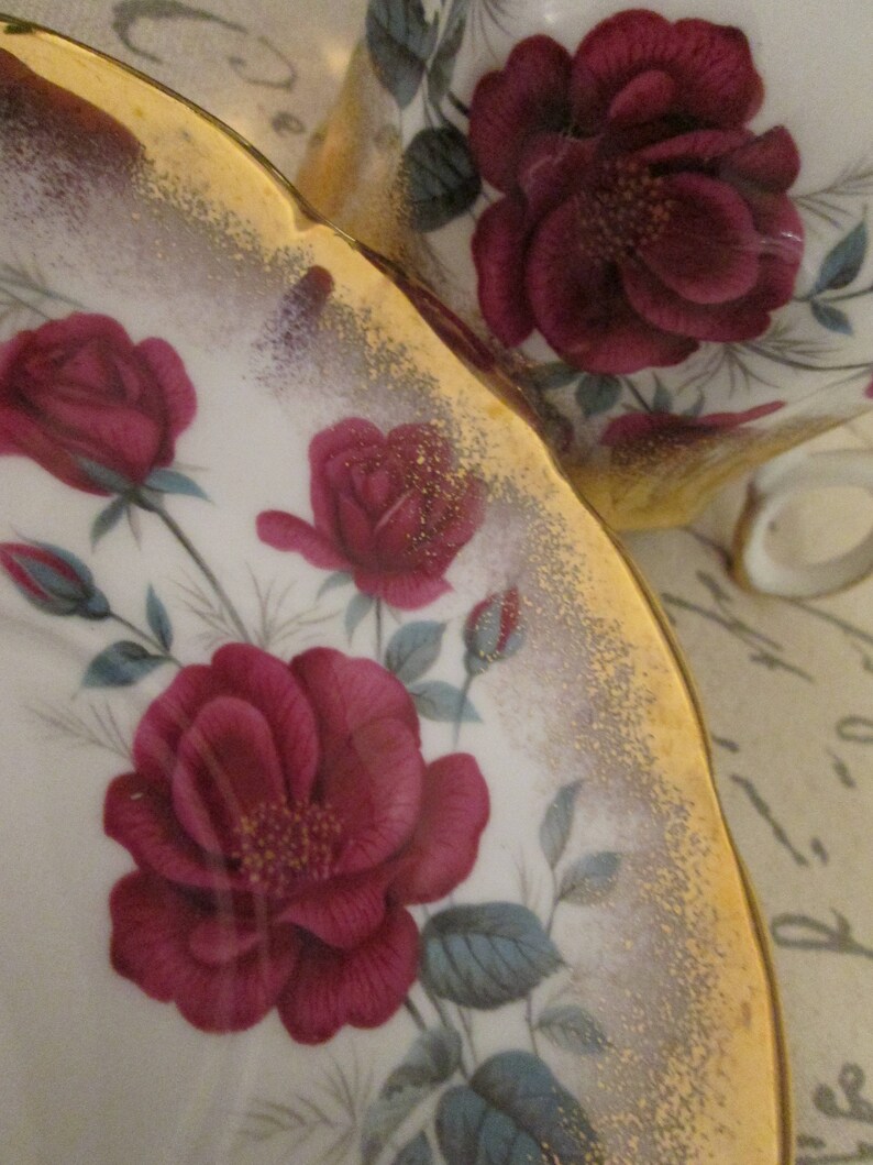 Elizabethan Roses Teacup and Saucer Fine Bone China Roses With - Etsy