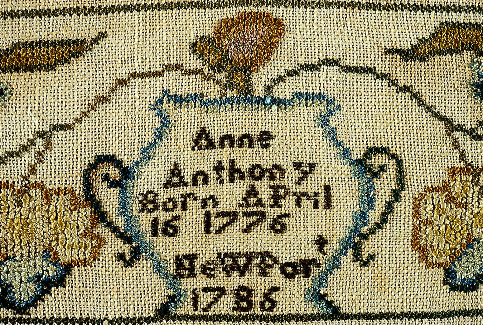 Colonial Sampler Antique Cross Stitch Pattern Museum Sampler Created in ...