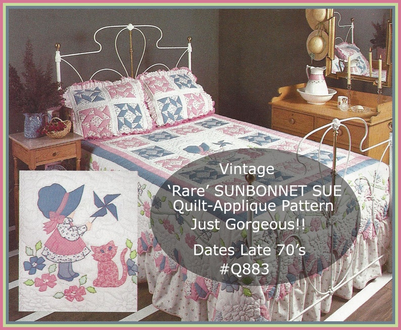 Rare Sunbonnet Sue Quilt Pattern Applique Pattern RARE Pattern Dresden ...