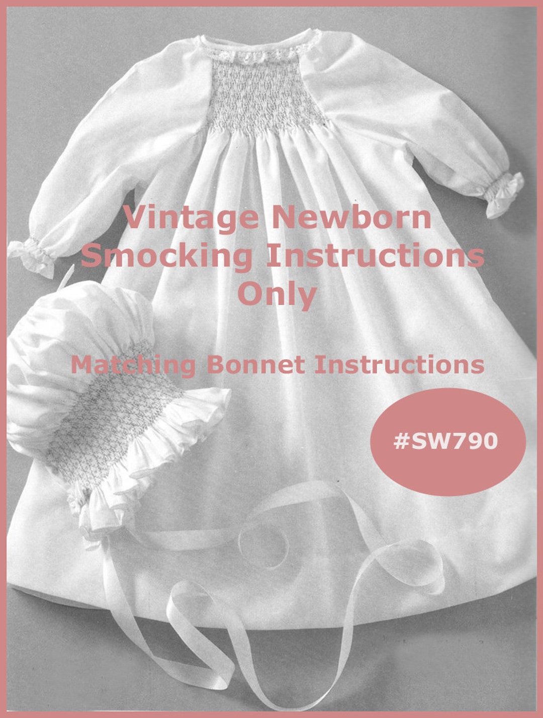 Newborn Smocking Instructions, Bonnet Pattern -smocking Instructions ...