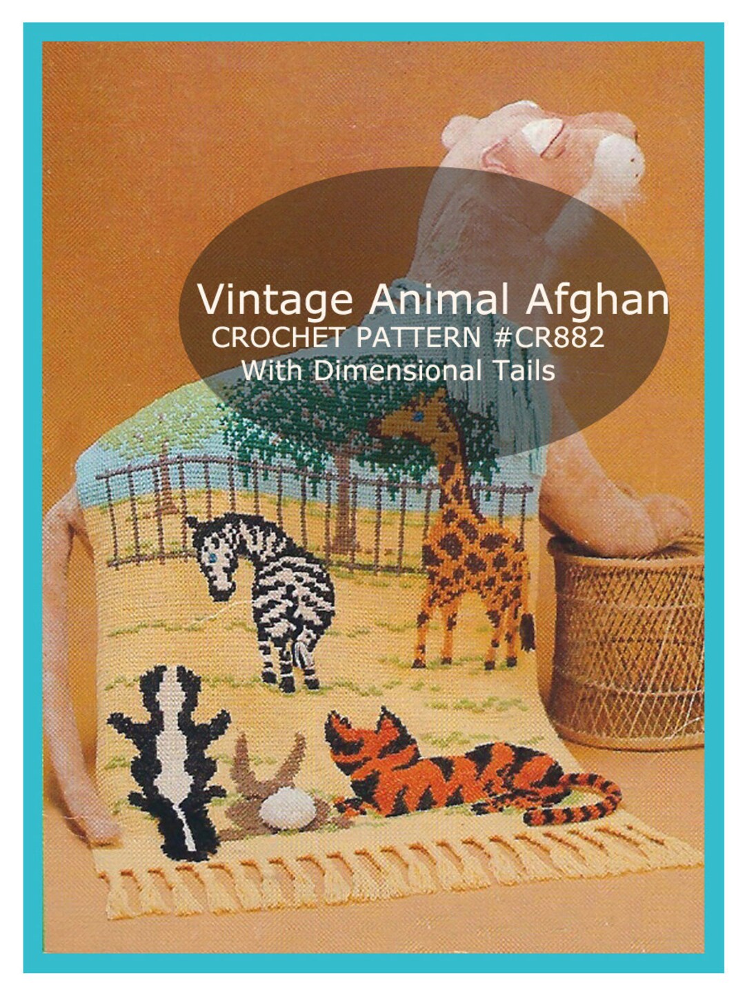CHILDS Afghan Pattern, Crochet Pattern-cute Animals- Giraffe, Zebra ...