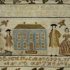 Colonial Sampler Antique Cross Stitch Pattern Museum Sampler Created in ...