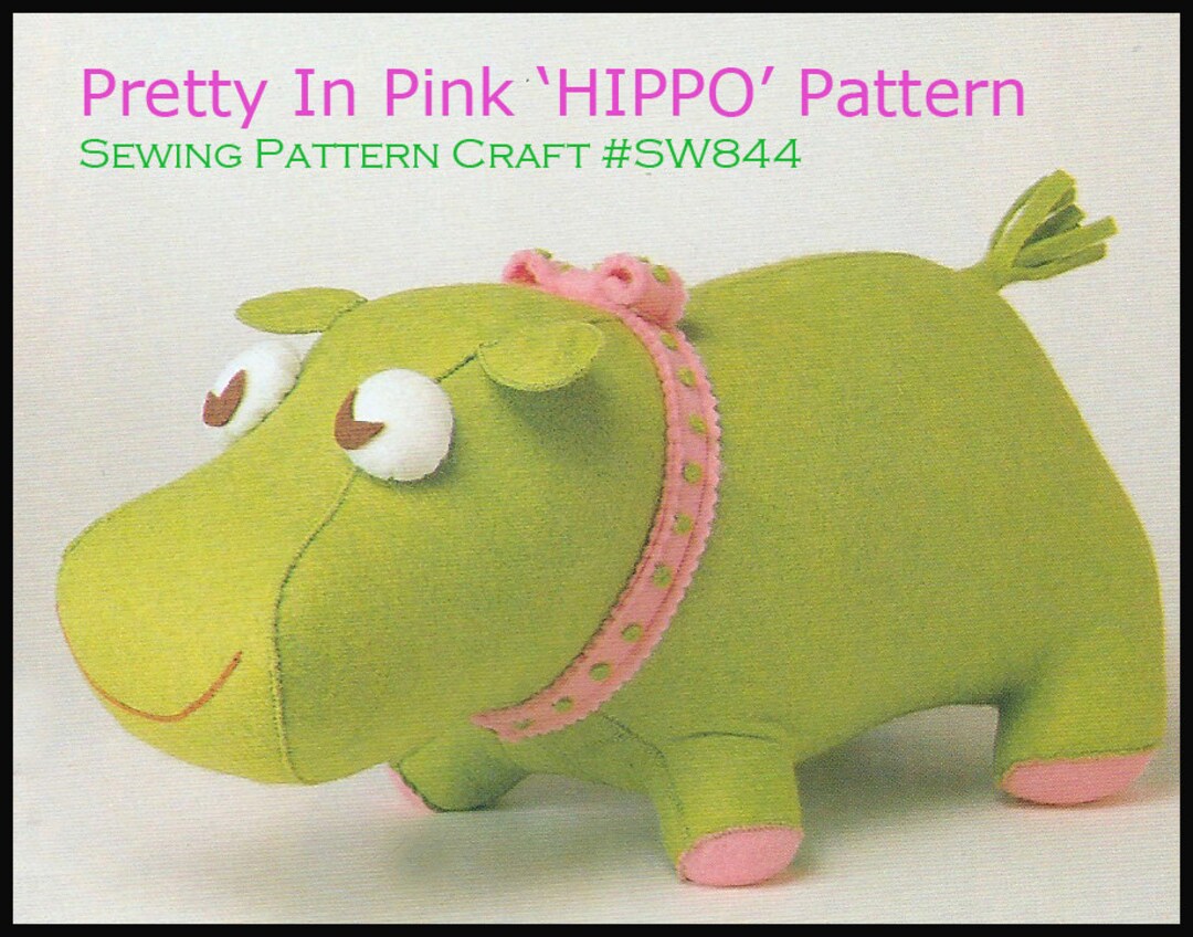 Hippopotamus Sewing Pattern, Hippo Pillow, Hippo Toy Craft, Stuffed ...