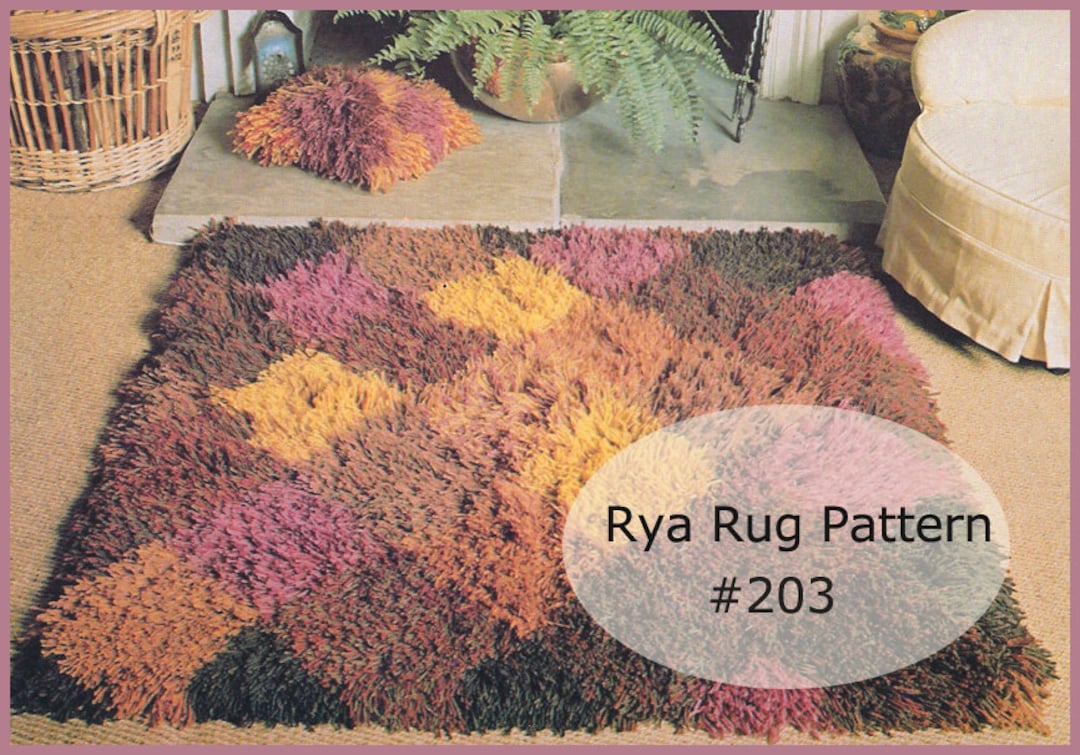 Vintage Rya Rug, Rya Latch Hook Pattern, Diamond Design Rya Rug Pattern ...