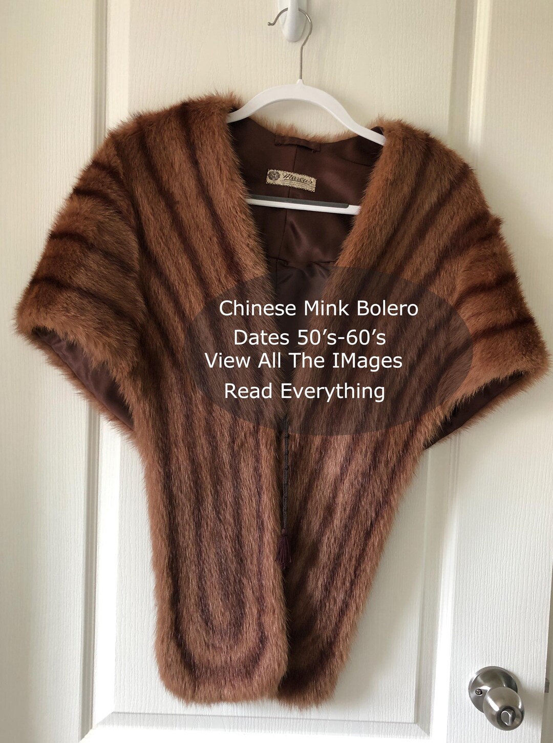 Chinese Mink Bolero, Mink Shrug, Marcus Label London, Like New, Clip ...
