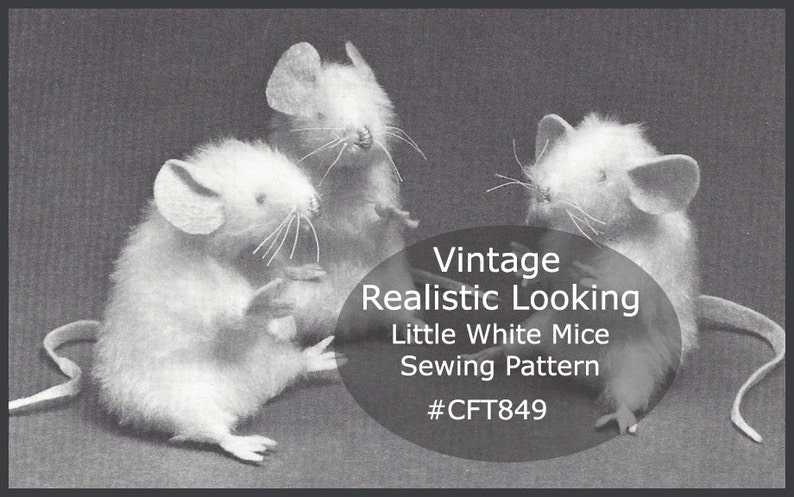 White Mouse Sewing Pattern Christmas Mouse Realistic Mouse Sewing ...