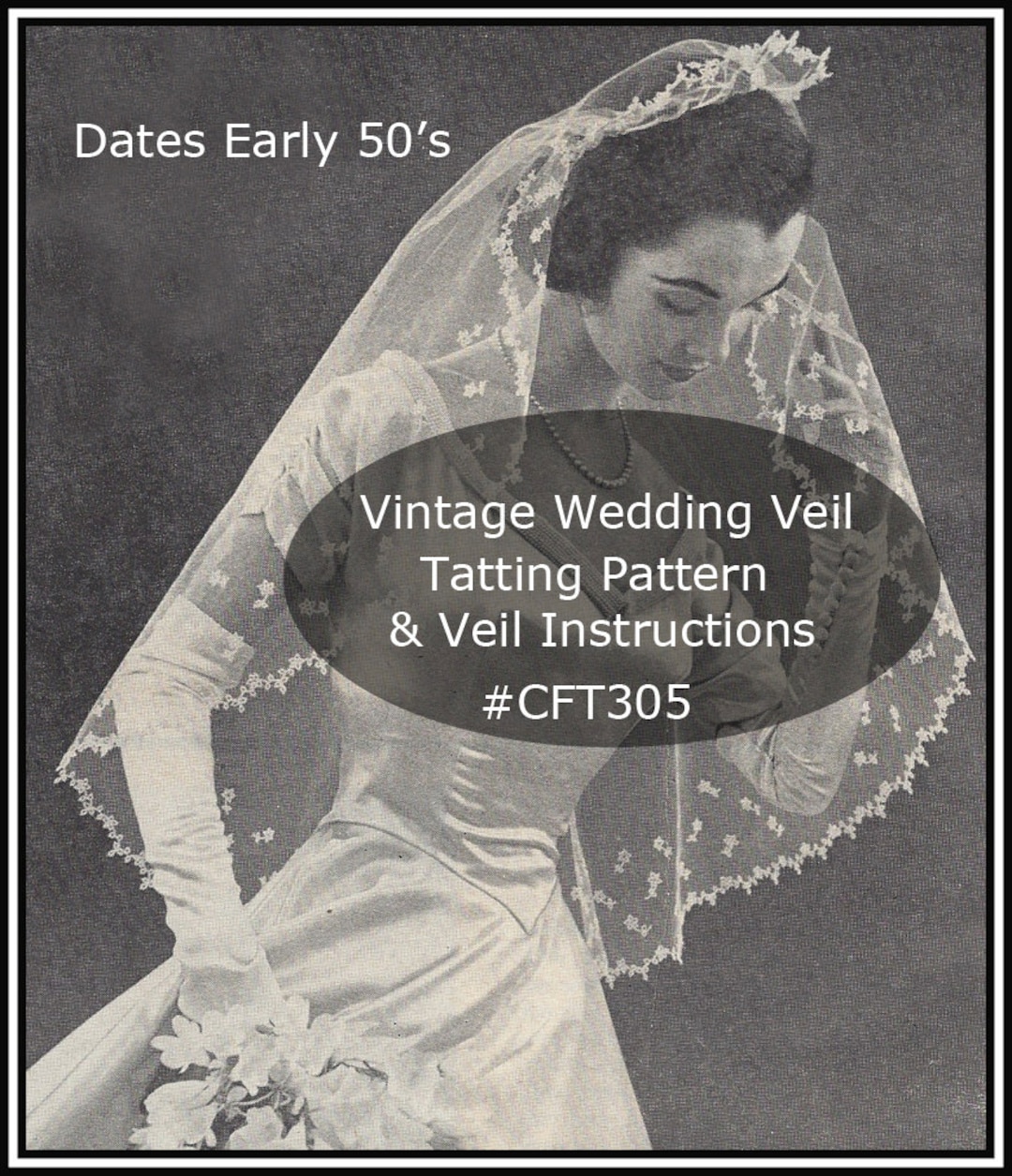 Rare-wedding Veil Tatting Pattern, Vintage Veil Pattern Dates Early 50 ...