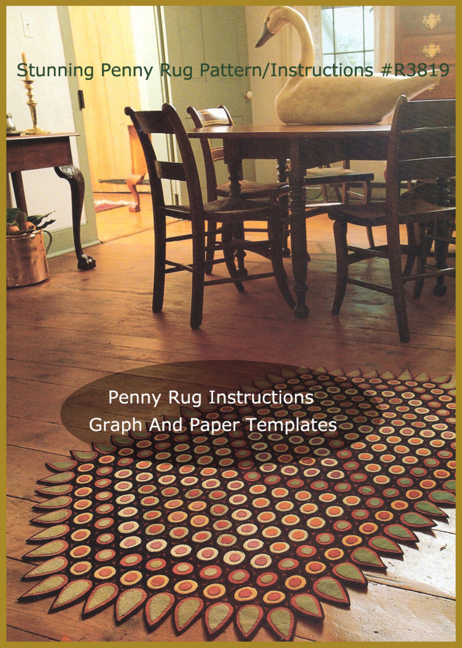 Penny Rug Felt Penny Rug Pattern With Teadrop Border Stunning - Etsy
