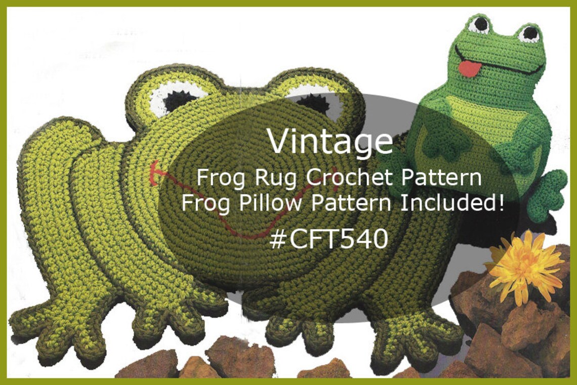 Frog Rug Pattern Crochet Frog Pillow Pattern Crochet Vintage Frog Rug ...