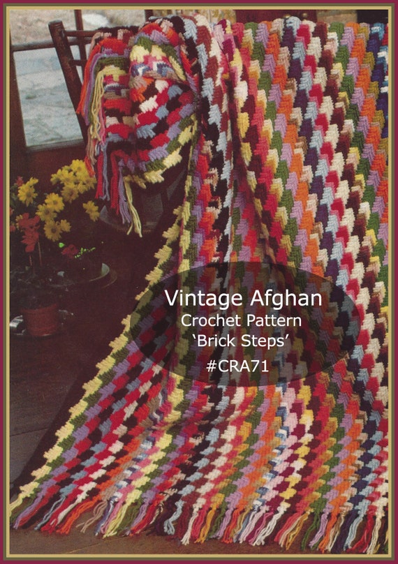 Afghan Crochet Pattern Colourful Afghan Crochet Pattern Brick | Etsy