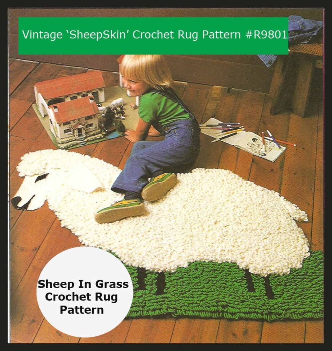 Lamb Rug Pattern Crochet Lamb Pattern With Grass Rug - Etsy