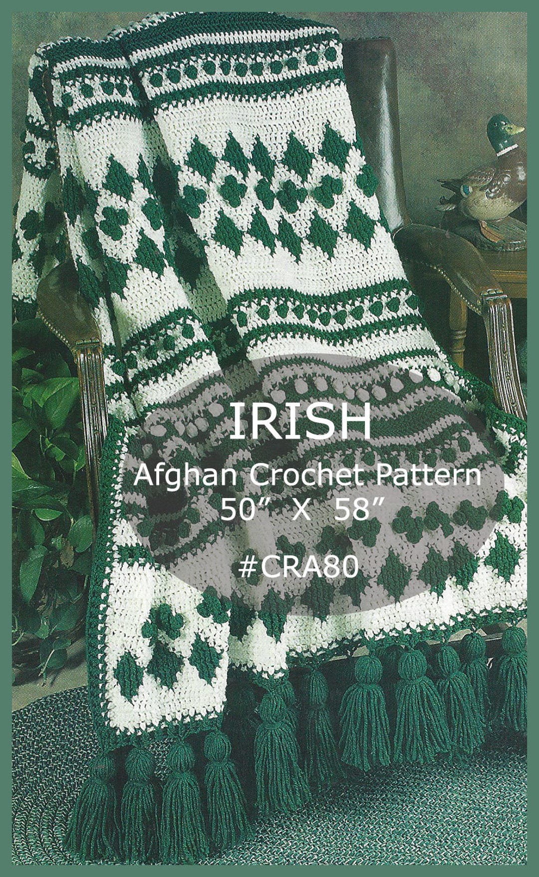 IRISH Afghan Crochet Pattern Clover and Diamonds Irish Afghan Crochet ...