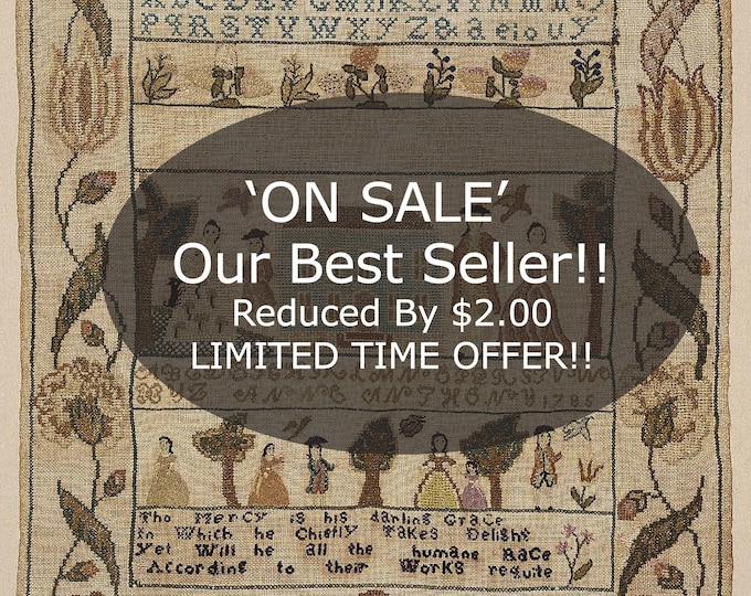 Colonial Sampler Antique Cross Stitch Pattern Museum Sampler Created in ...