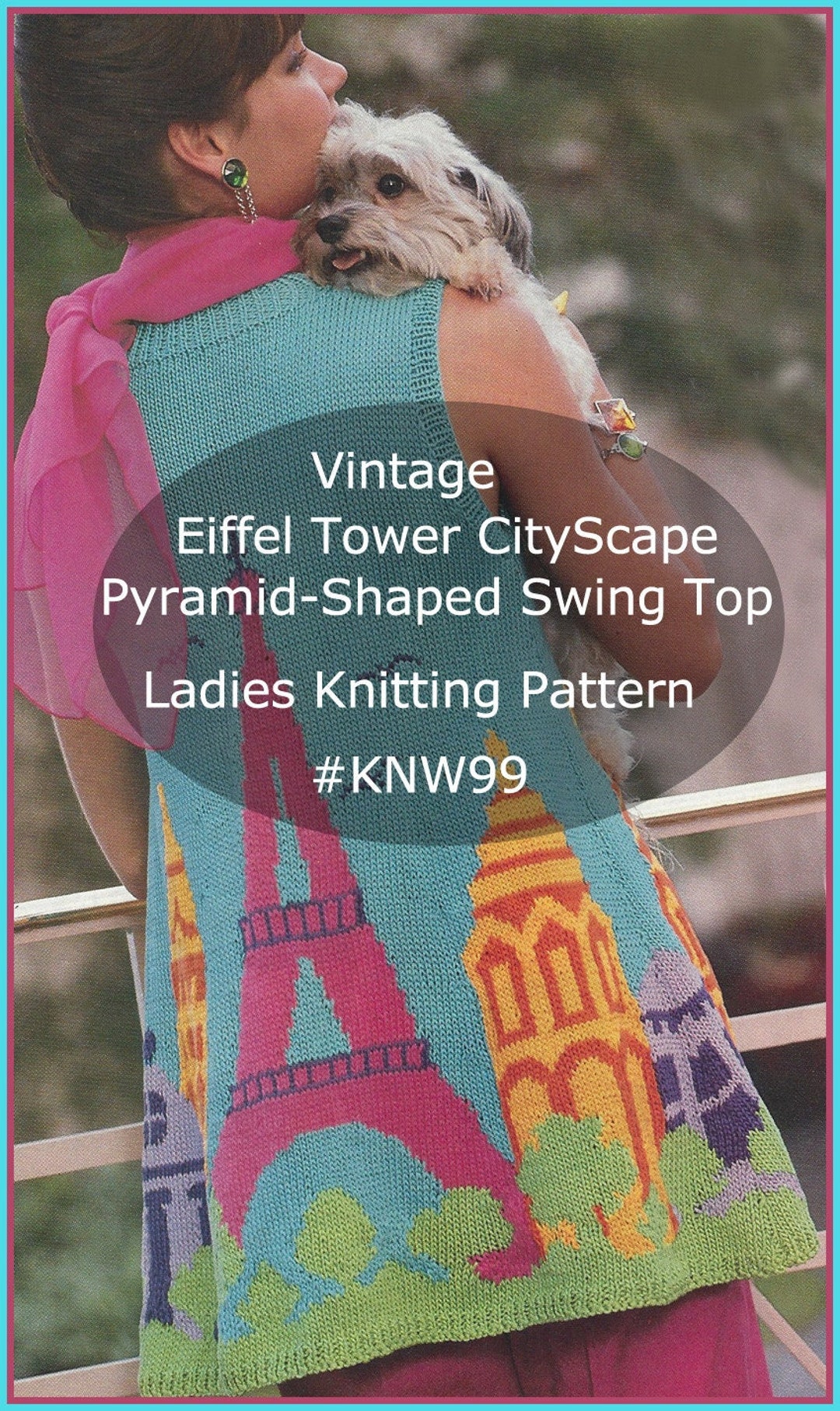 Paris Eiffel Tower, TOP Knitting Pattern, Ladies Swing Top Eiffel Tower ...