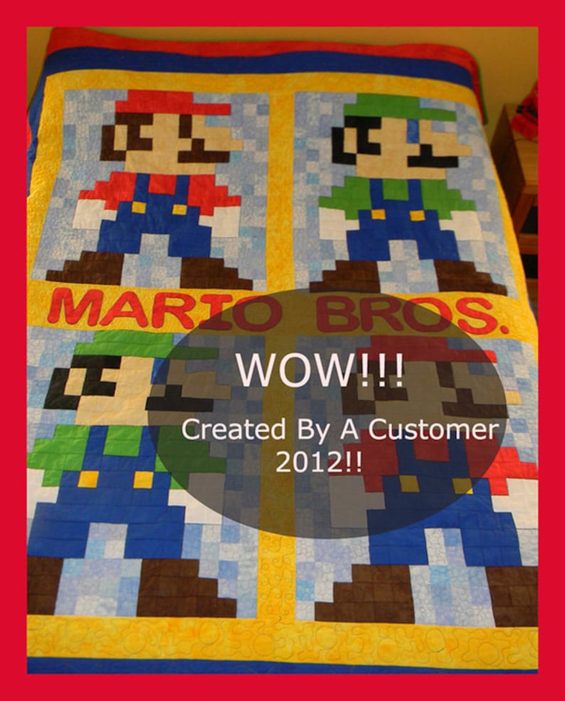 Super Mario Quilt Block Mario Bros Sewing Pattern Q29 Instant - Etsy