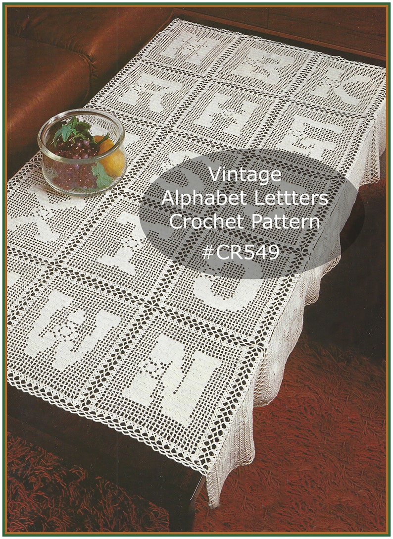 Vintage Alphabet Crochet Filet Crochet Letters Filet Crochet | Etsy