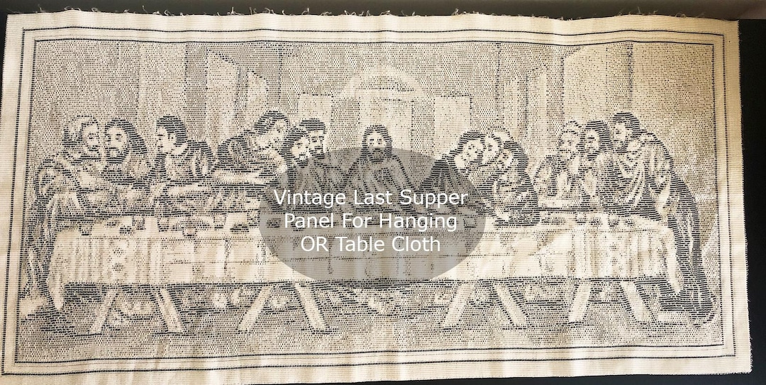 Vintage Last Supper Panel, Wall Pattern, Table Runner, Vintage Cloth ...