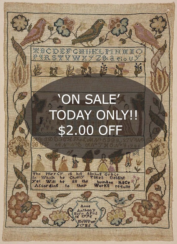 Colonial Sampler Antique Cross Stitch Pattern Museum Sampler - Etsy