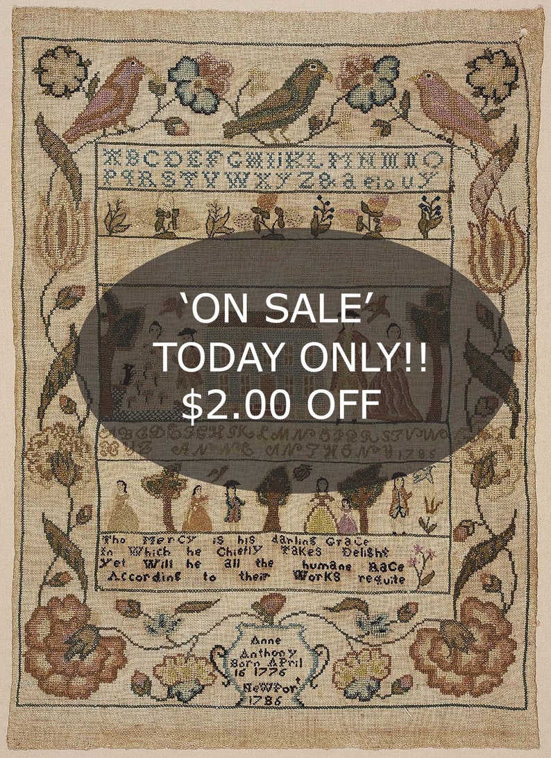 Colonial Sampler Antique Cross Stitch Pattern Museum Sampler - Etsy
