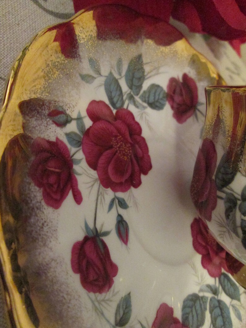 Elizabethan Roses Teacup and Saucer Fine Bone China Roses With - Etsy