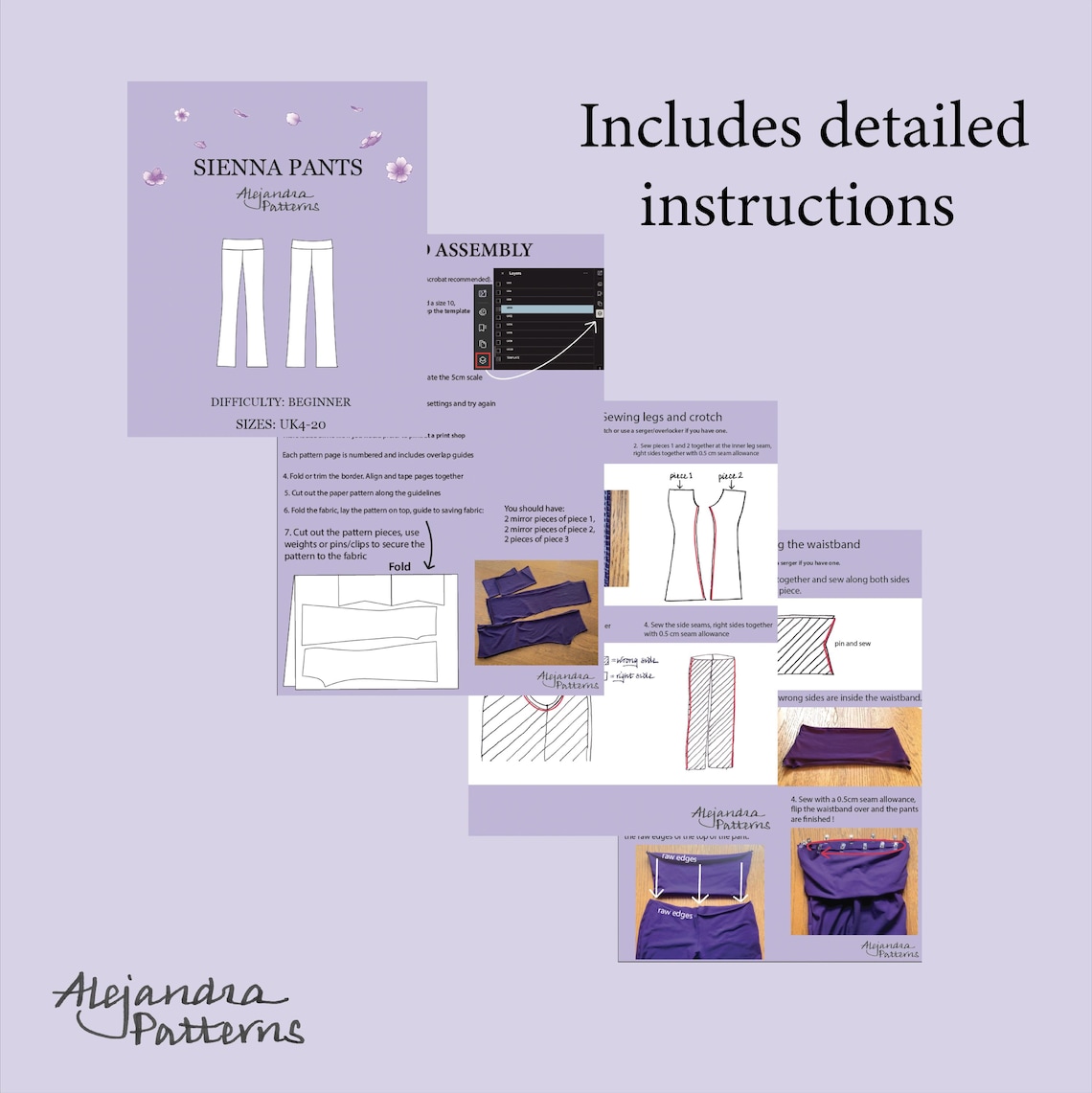Y2K Yoga Pants Sewing Pattern: Wide Leg, Low Waist (PDF Digital ...