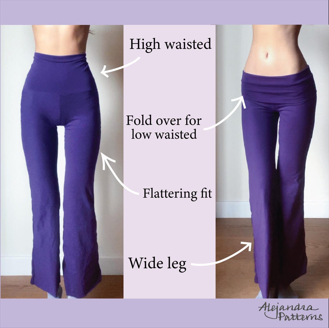 Y2K Yoga Pants Sewing Pattern: Wide Leg, Low Waist (PDF Digital ...