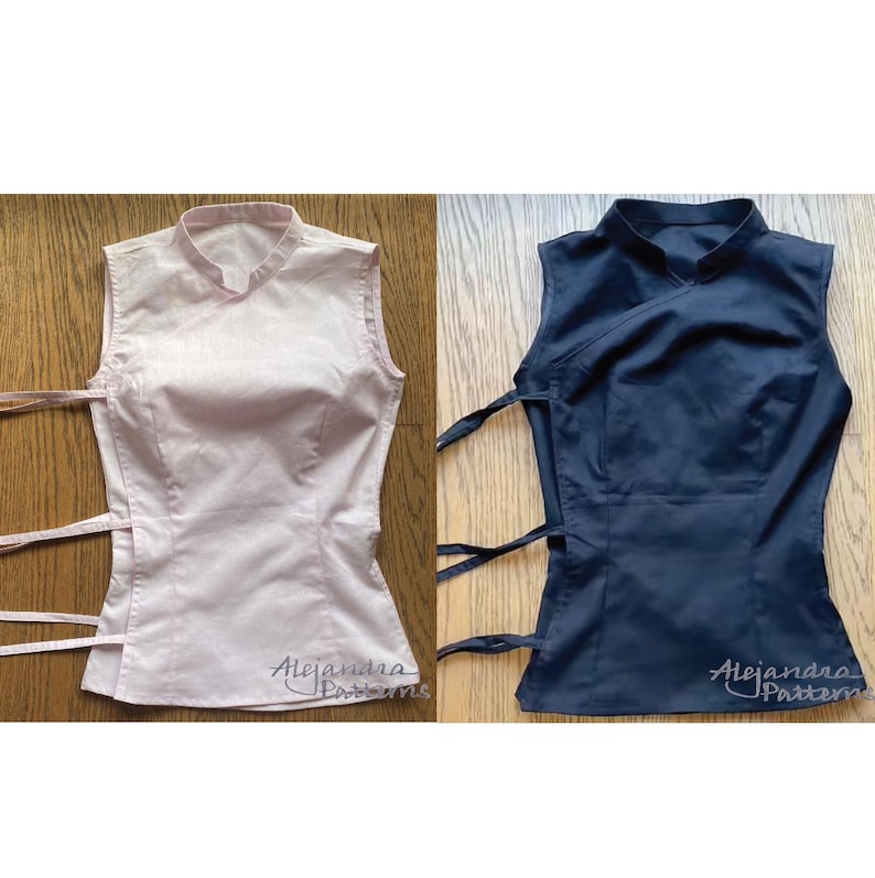 Lia Top Sewing Pattern, Mandarin Collar Wrap Top (digital PDF) - Etsy
