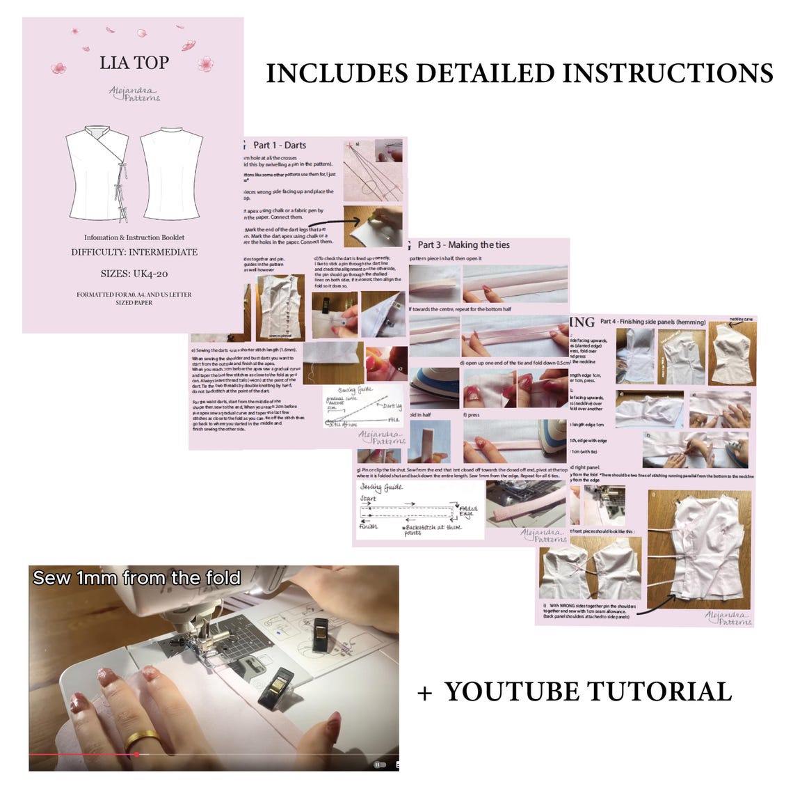 Lia Top Sewing Pattern, Mandarin Collar Wrap Top (digital PDF) - Etsy
