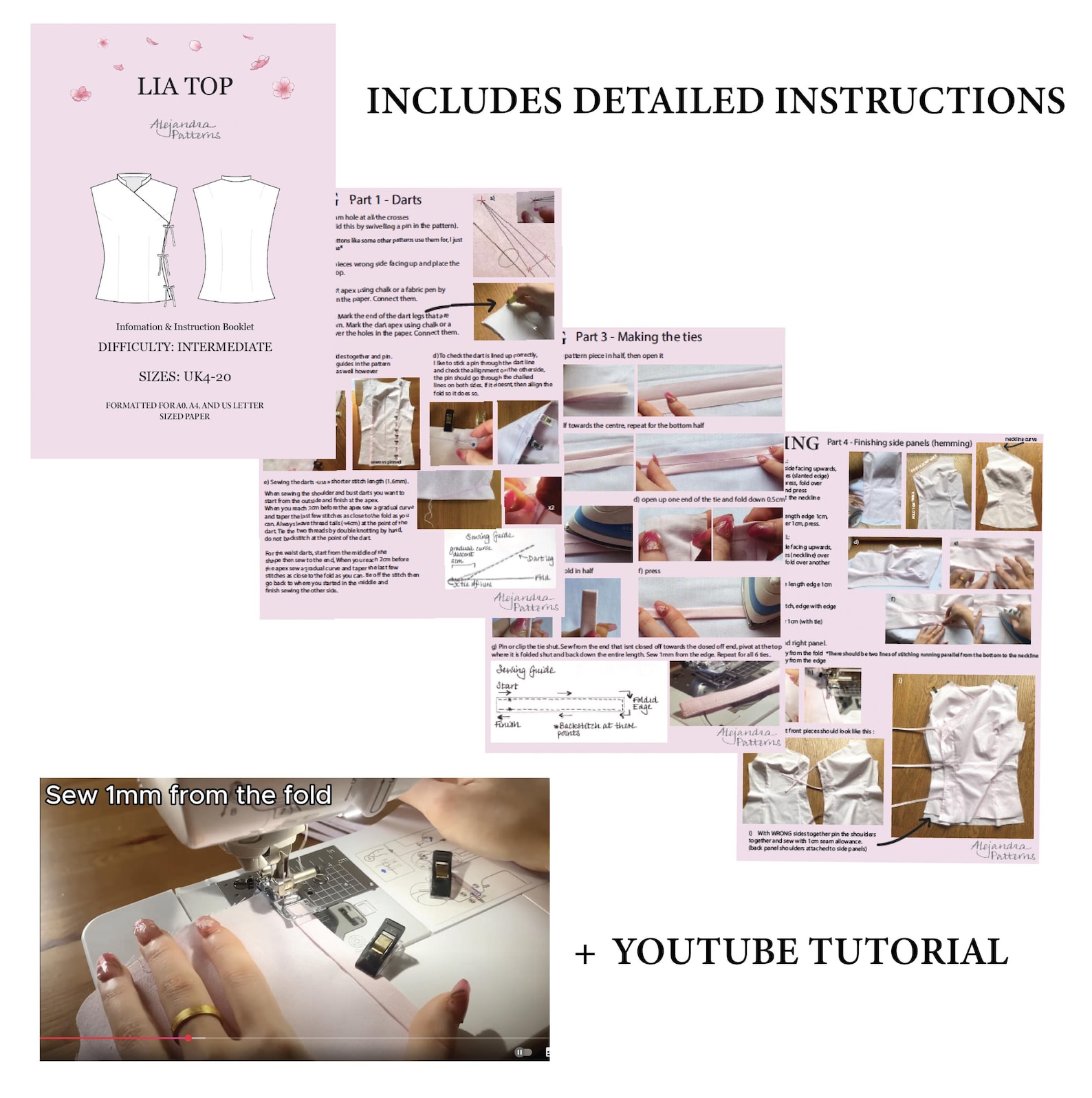 Lia Top Sewing Pattern, Mandarin Collar Wrap Top (digital PDF) - Etsy