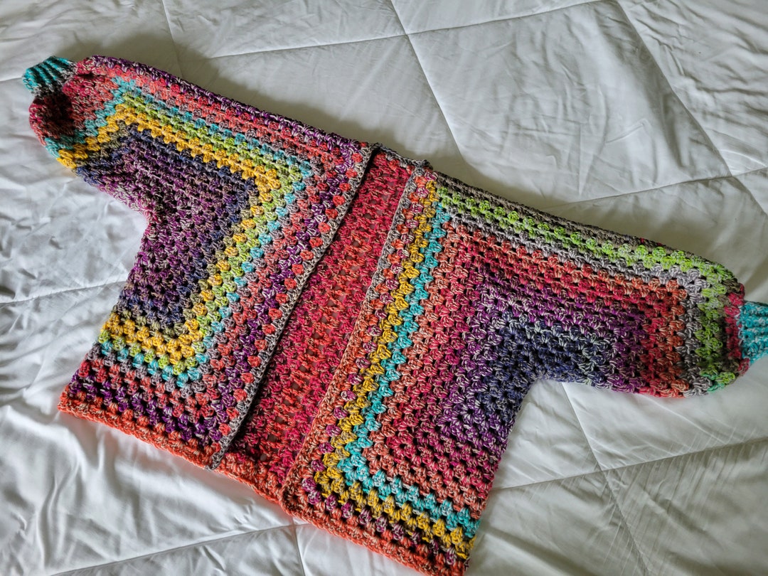 Crochet Crocheted Hexi Hexagon Granny Square Cardigan Sweater See ...