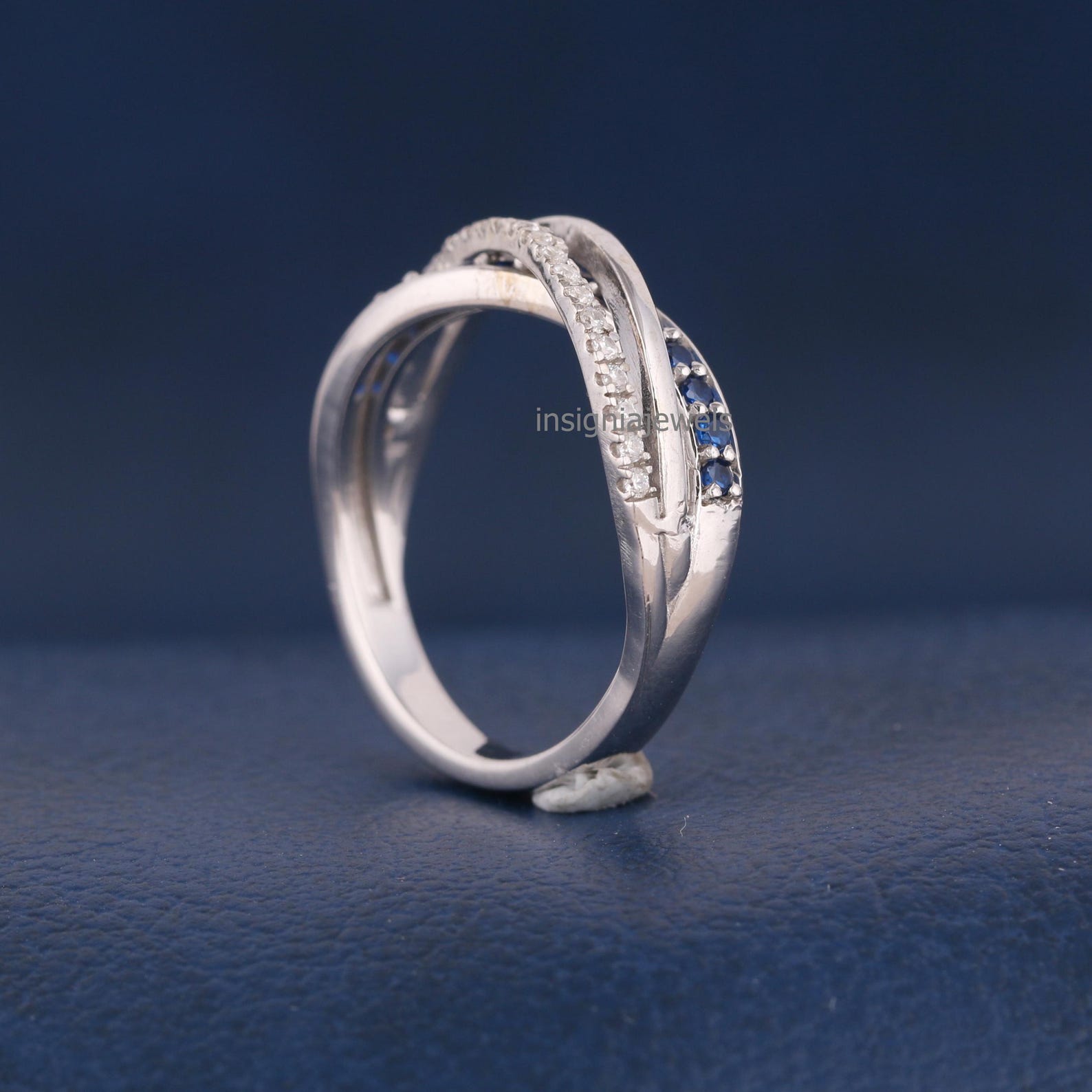 Twisted Round Lab Grown Diamond Wedding Band, Sapphire Diamond ...