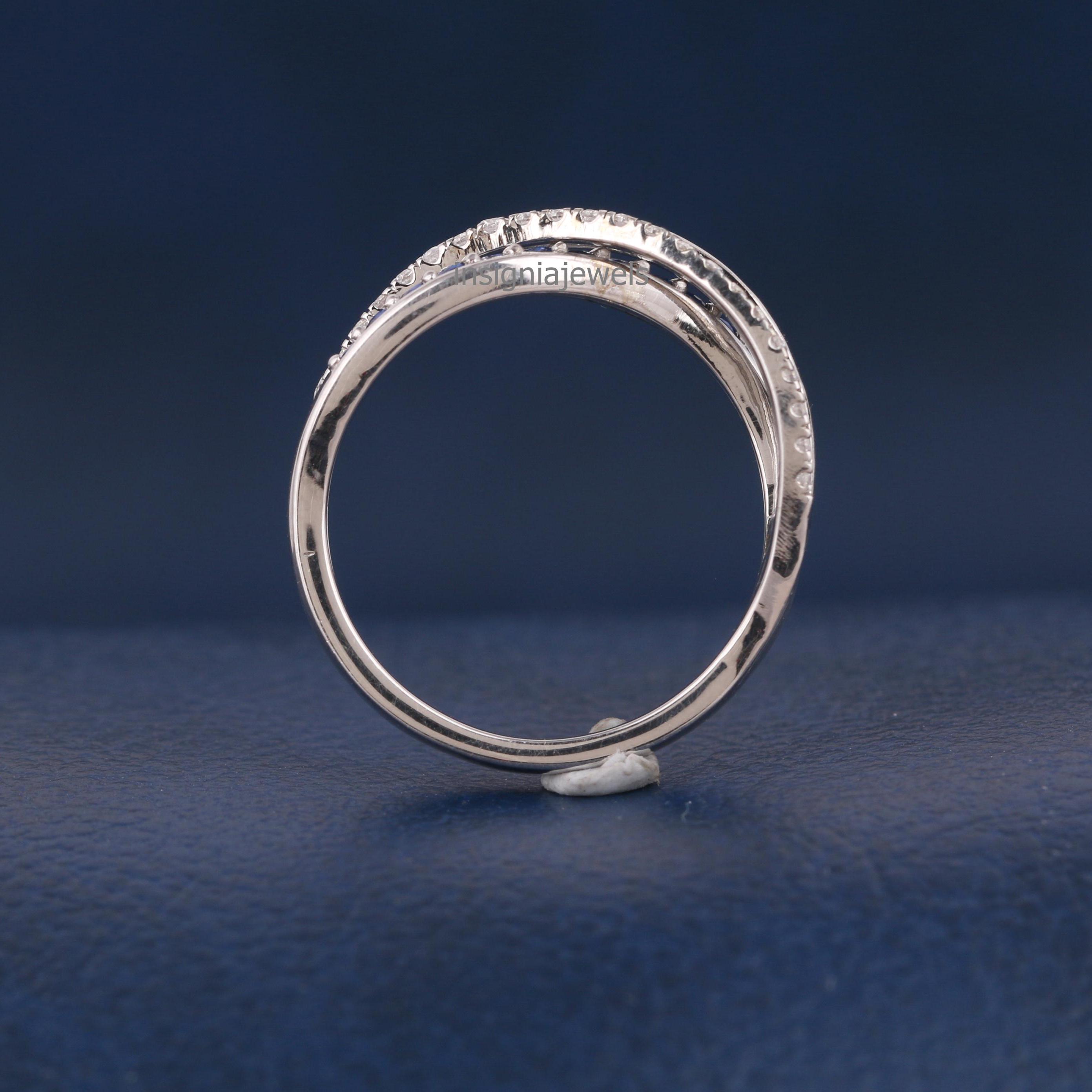 Twisted Round Lab Grown Diamond Wedding Band, Sapphire Diamond ...