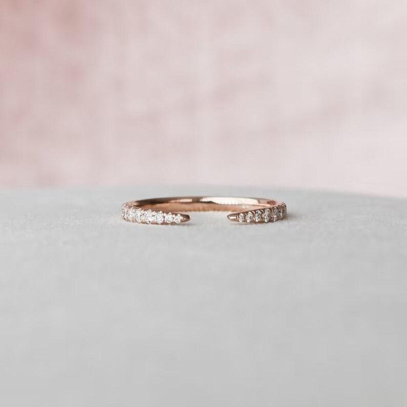 Open Gap Diamond Wedding Ring for Engagement Ring, Half Eternity ...