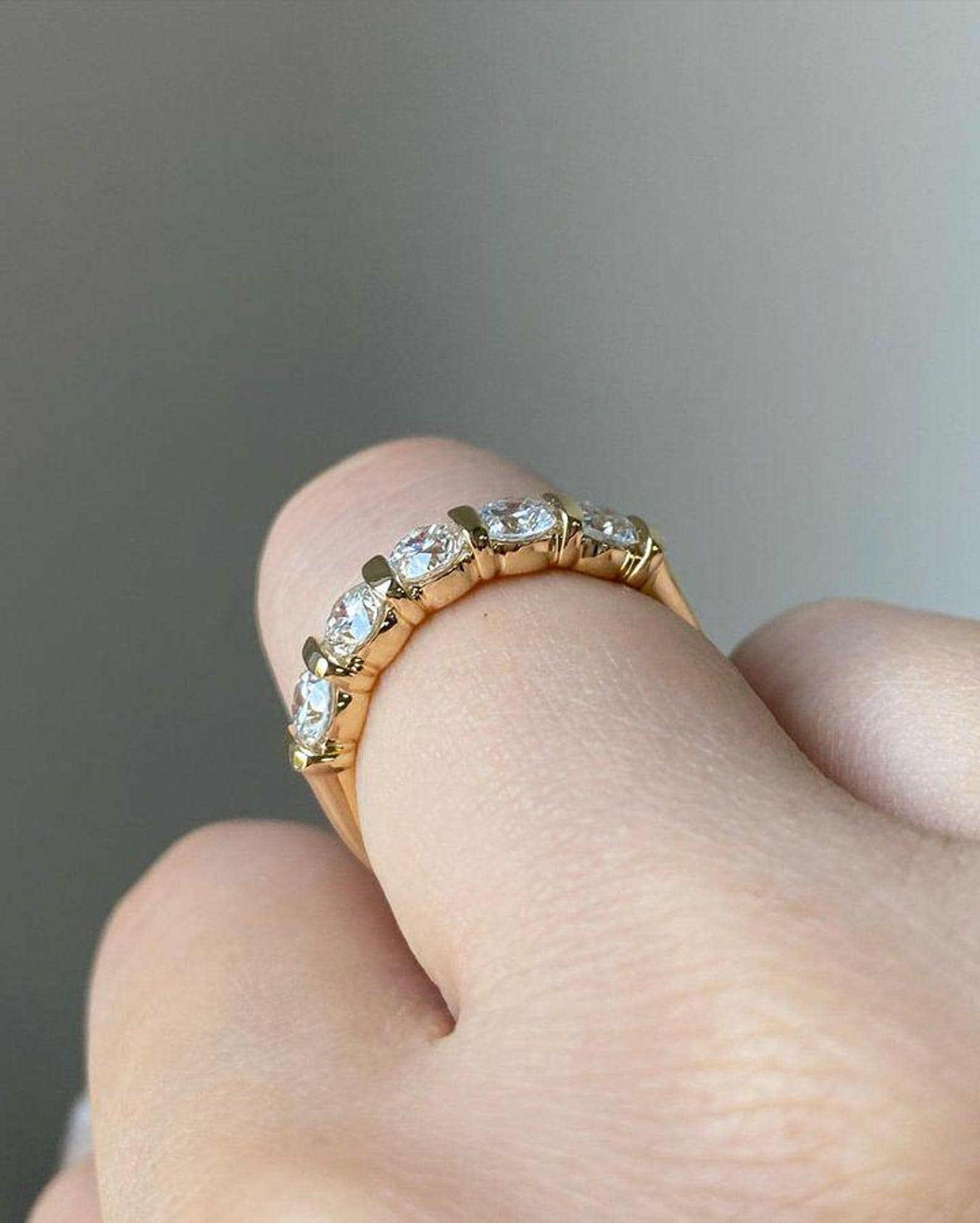 Five Stone Round Cut Band, 5 Stone Lab Grown Diamond Band, Engagement ...