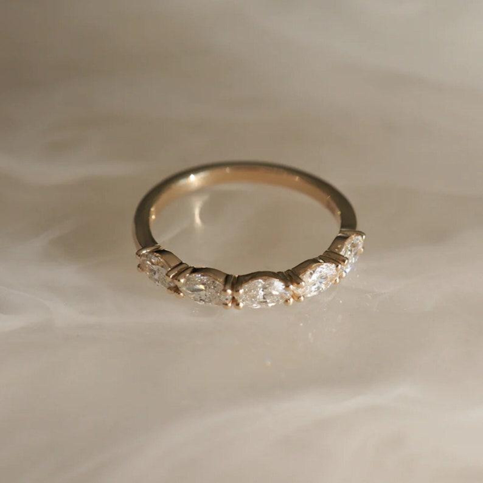 1.00 TCW Five Stone East to West Marquise Cut Lab Grown Diamond Wedding ...