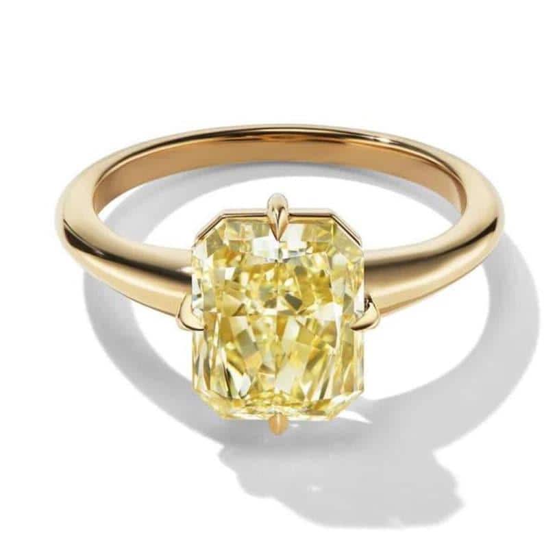 Vivid Canary Yellow Radiant Cut Lab Grown Diamond Ring, Solitaire ...