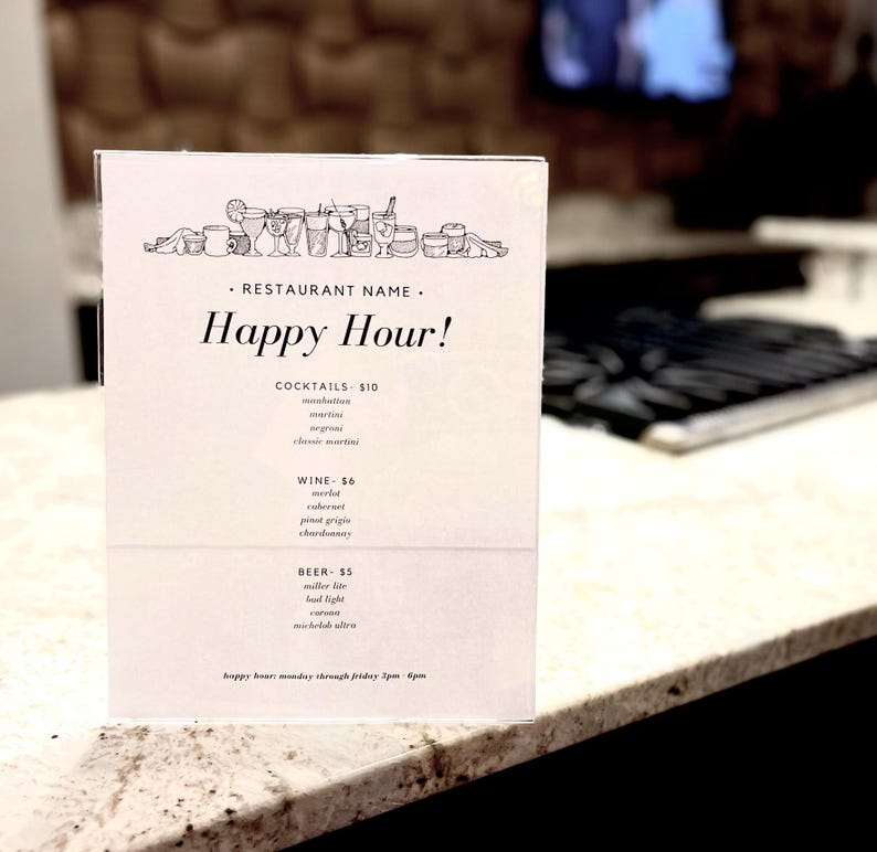 Happy Hour Menu Template - Etsy