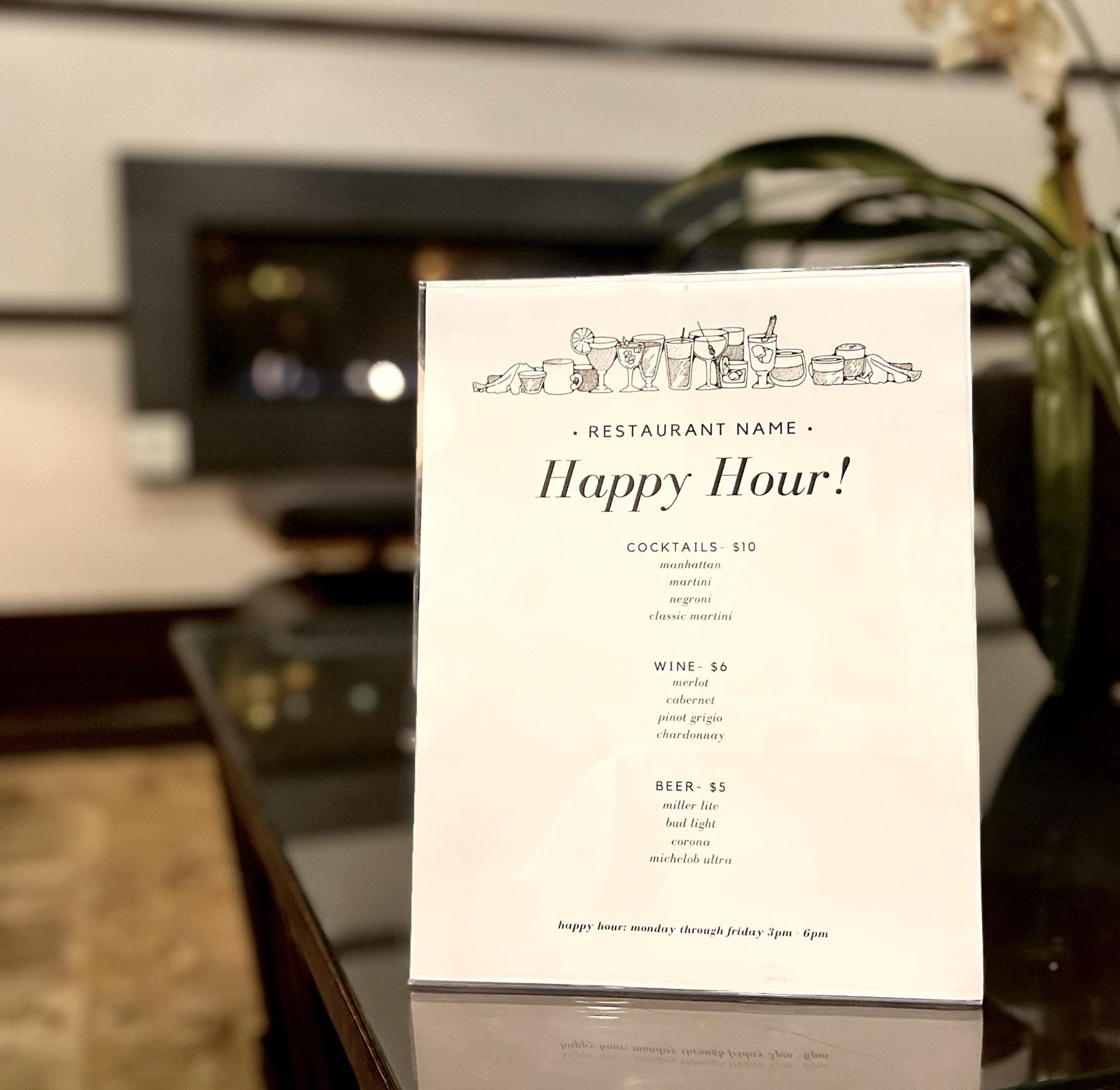 Happy Hour Menu Template - Etsy