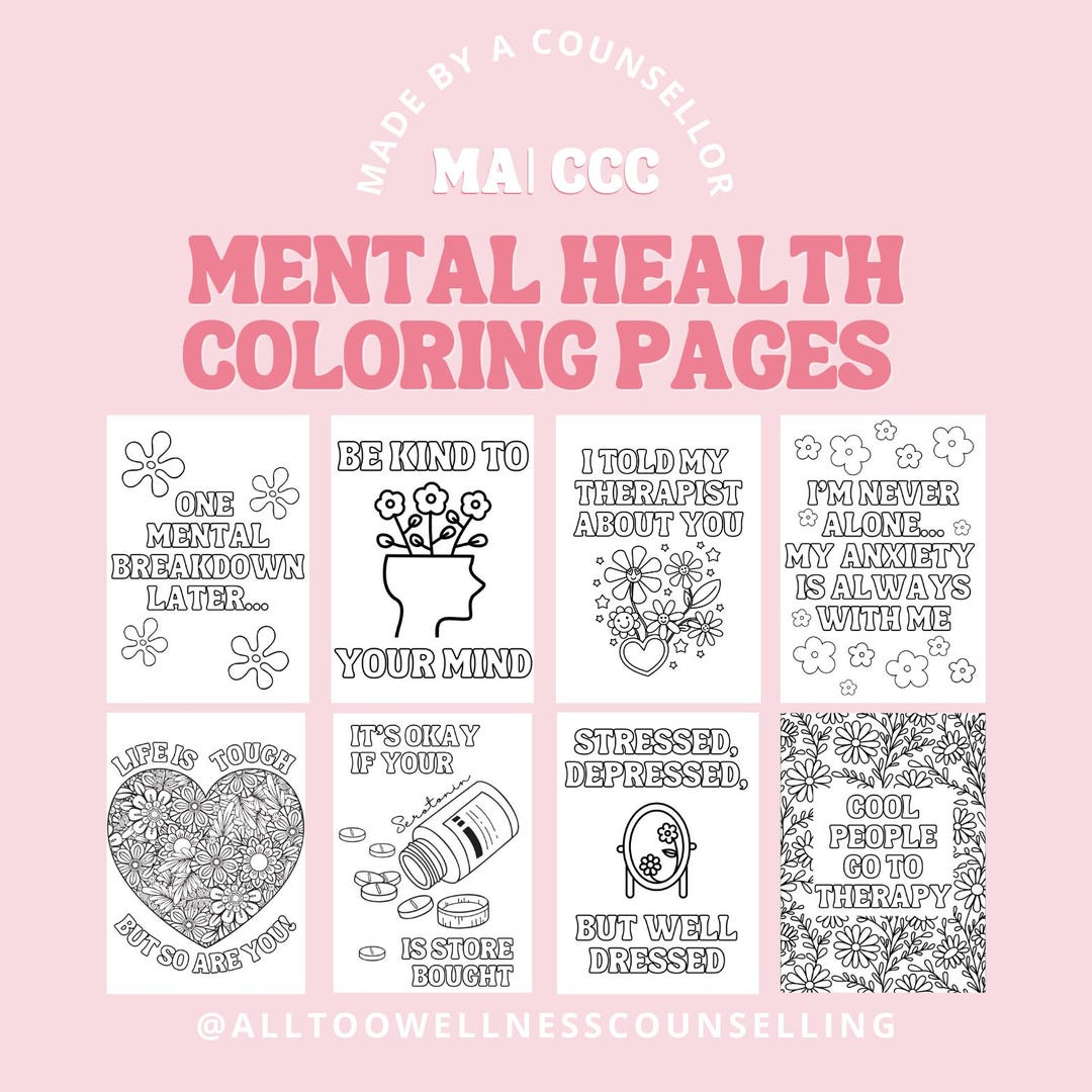Mental Health Coloring Pages, Mental Health Quotes, Self Care Coloring ...