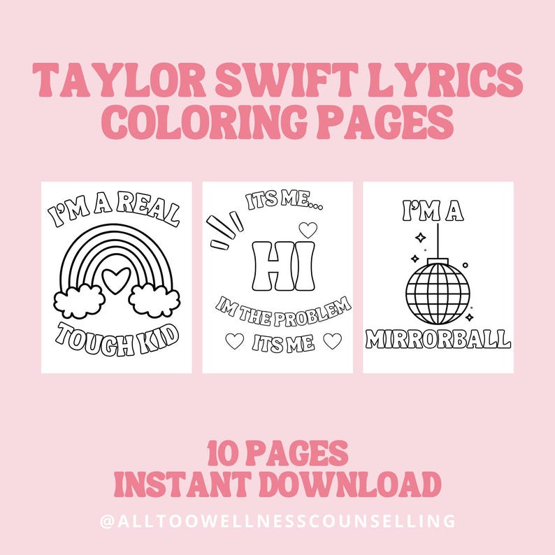 Taylor Swift Coloring Pages, Taylor Swift Lyrics, Coloring Pages ...