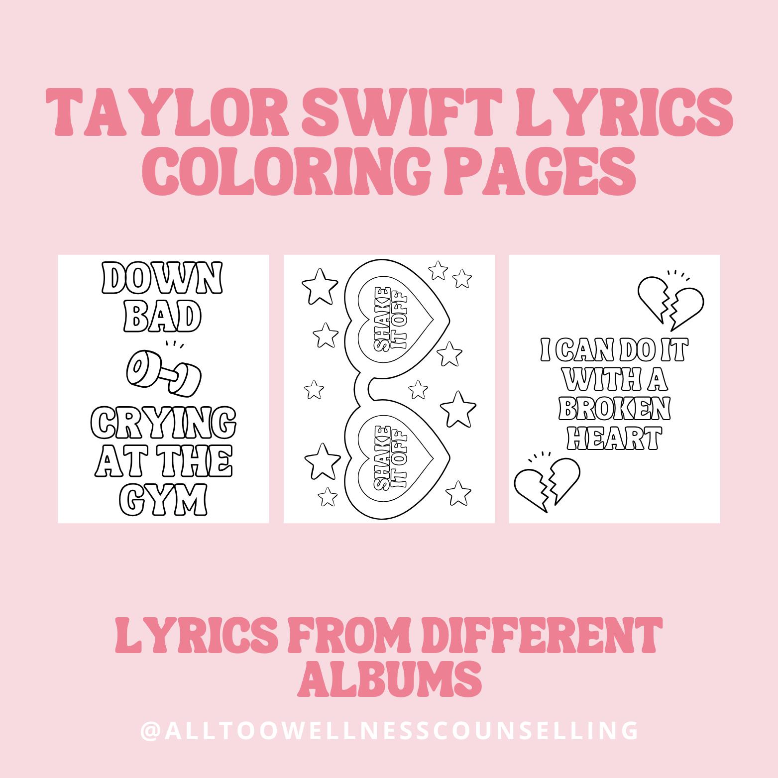 Taylor Swift Coloring Pages, Taylor Swift Lyrics, Coloring Pages ...