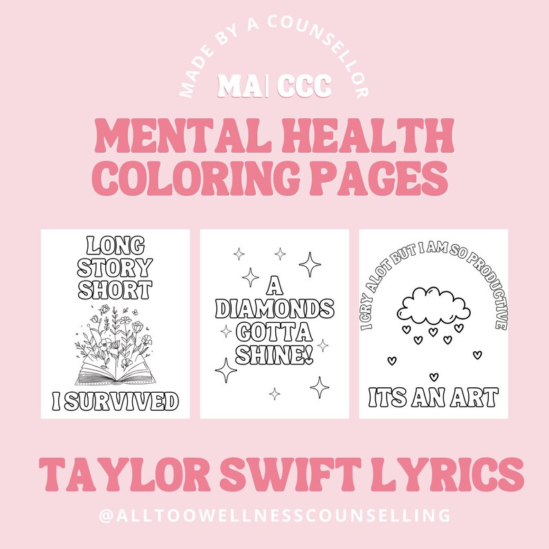 Mental Health Coloring Pages Taylor Swift Lyrics - Etsy