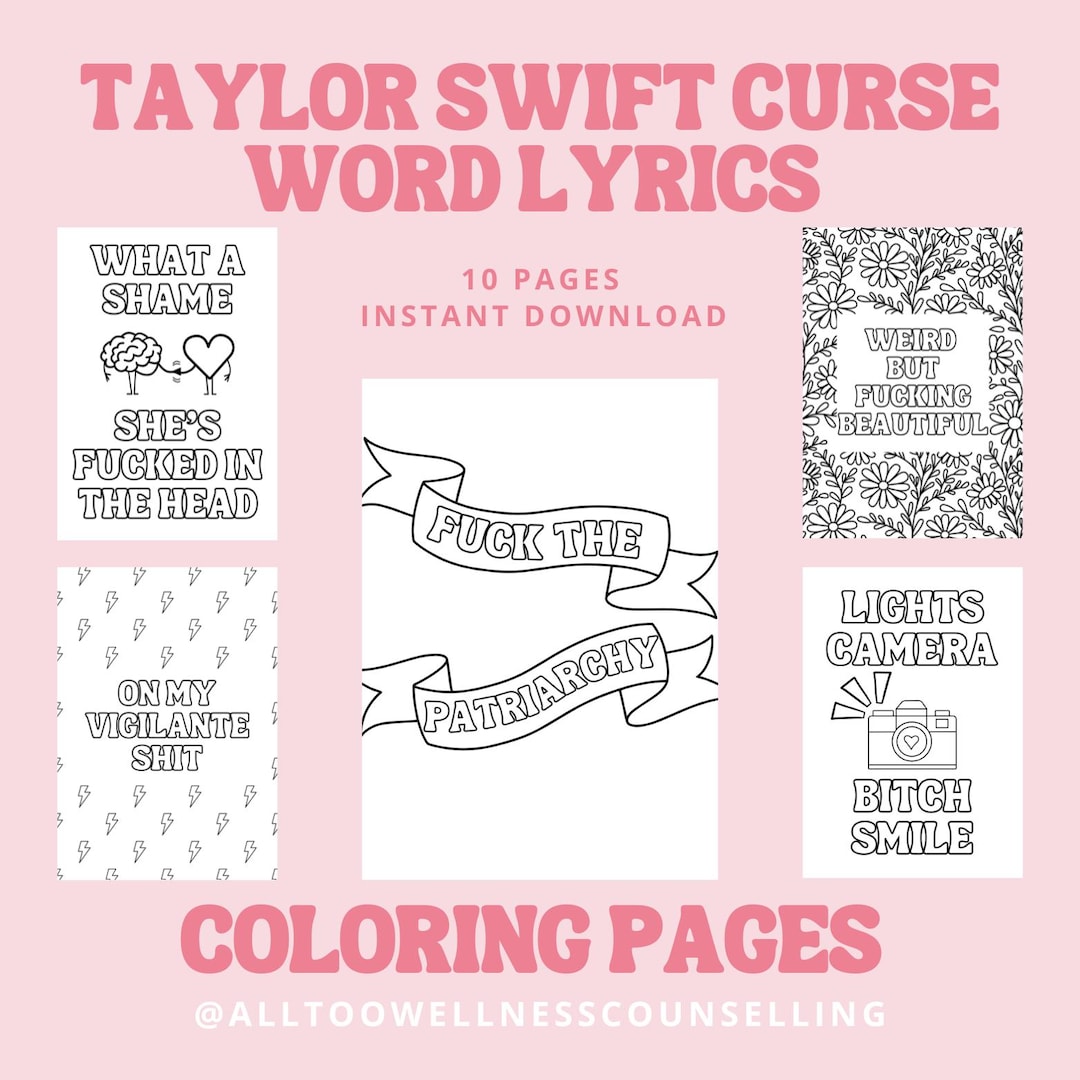Taylor Swift Curse Word Coloring Pages, Taylor Swift Lyrics, Coloring ...