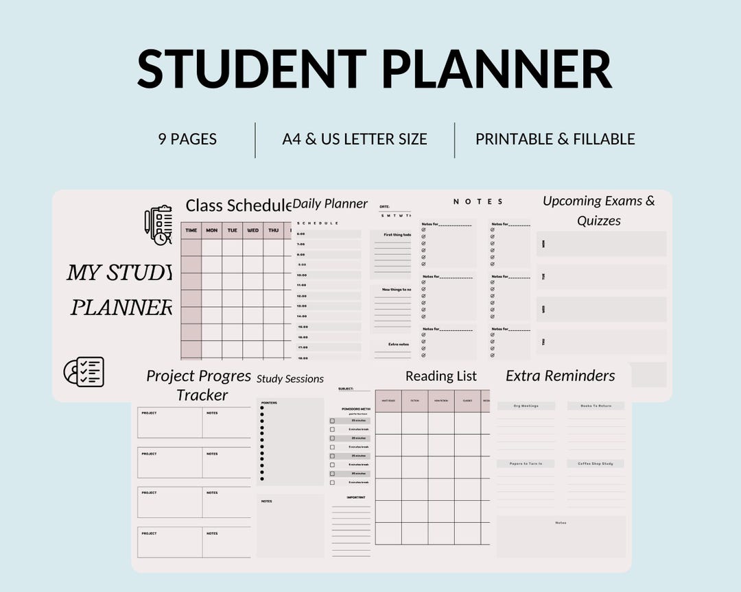Complete Student Planner: Weekly Schedule, Daily Plans, Project Tracker ...