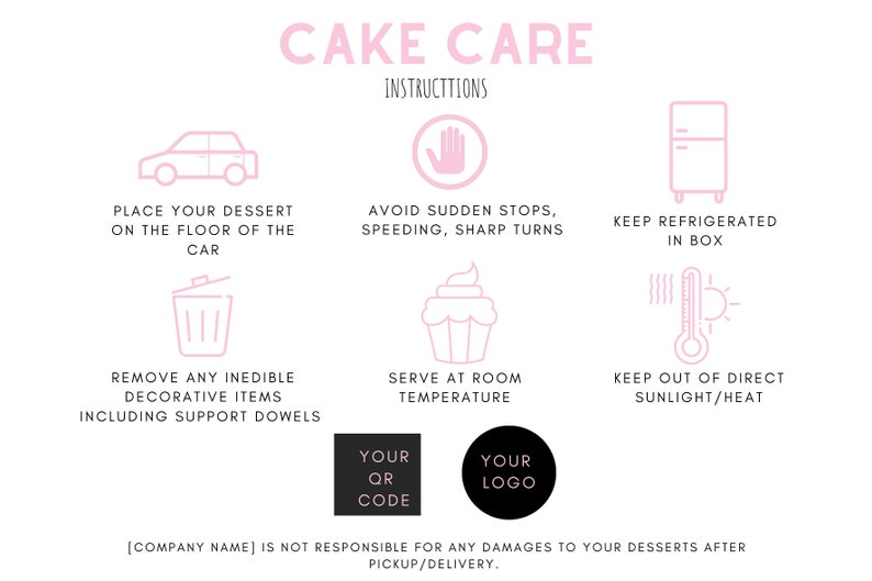 Cake Care Card/sticker - Etsy