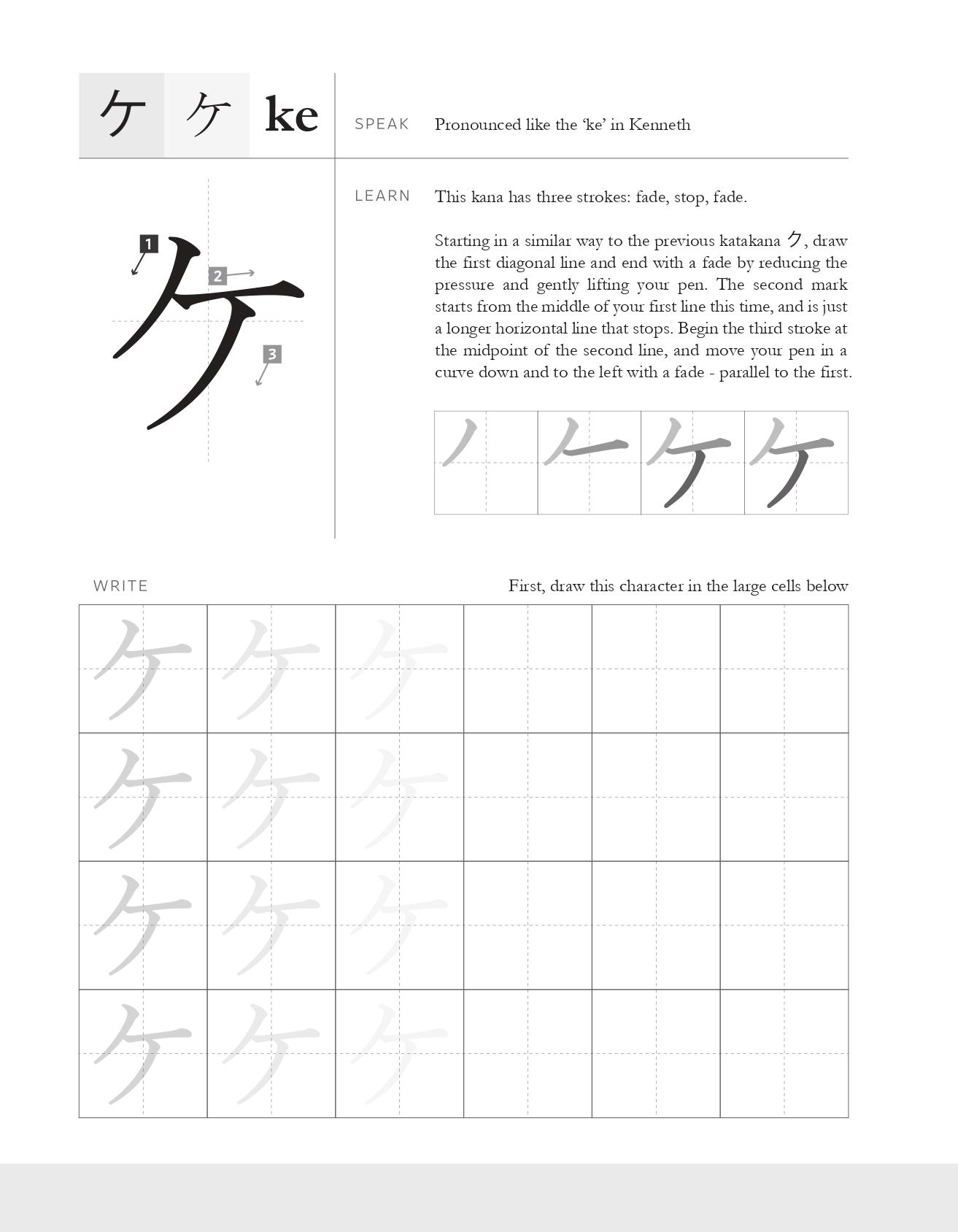 Japanese Katakana Stroke Order | Blank Practice Pages | Flash Cards ...