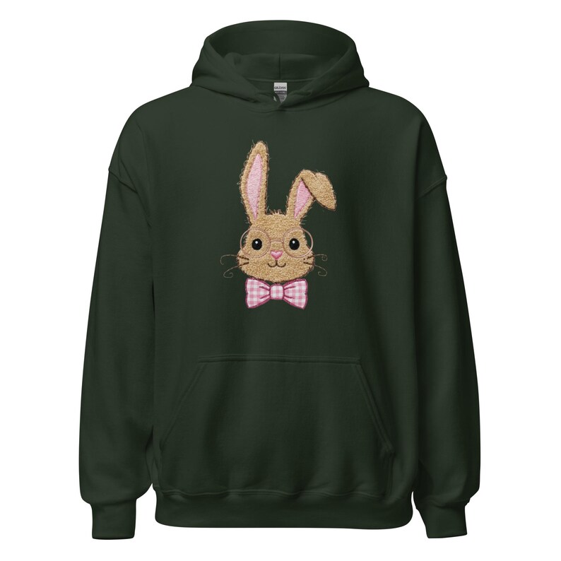 Easter Bunny Coquette Hoodie Cute Bunny With Glasses Pink Bow Spring ...