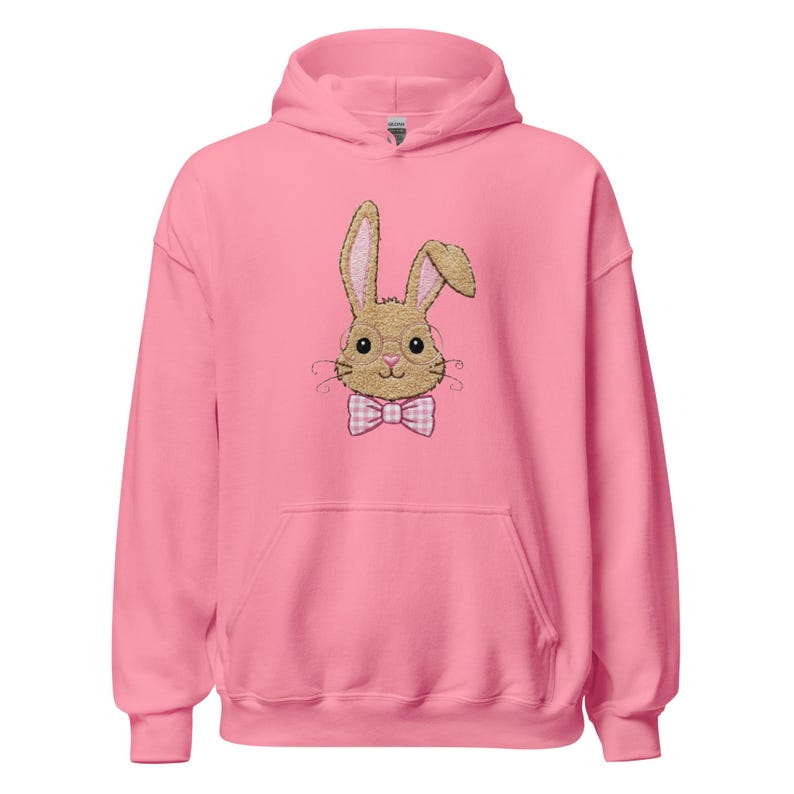 Easter Bunny Coquette Hoodie Cute Bunny With Glasses Pink Bow Spring ...