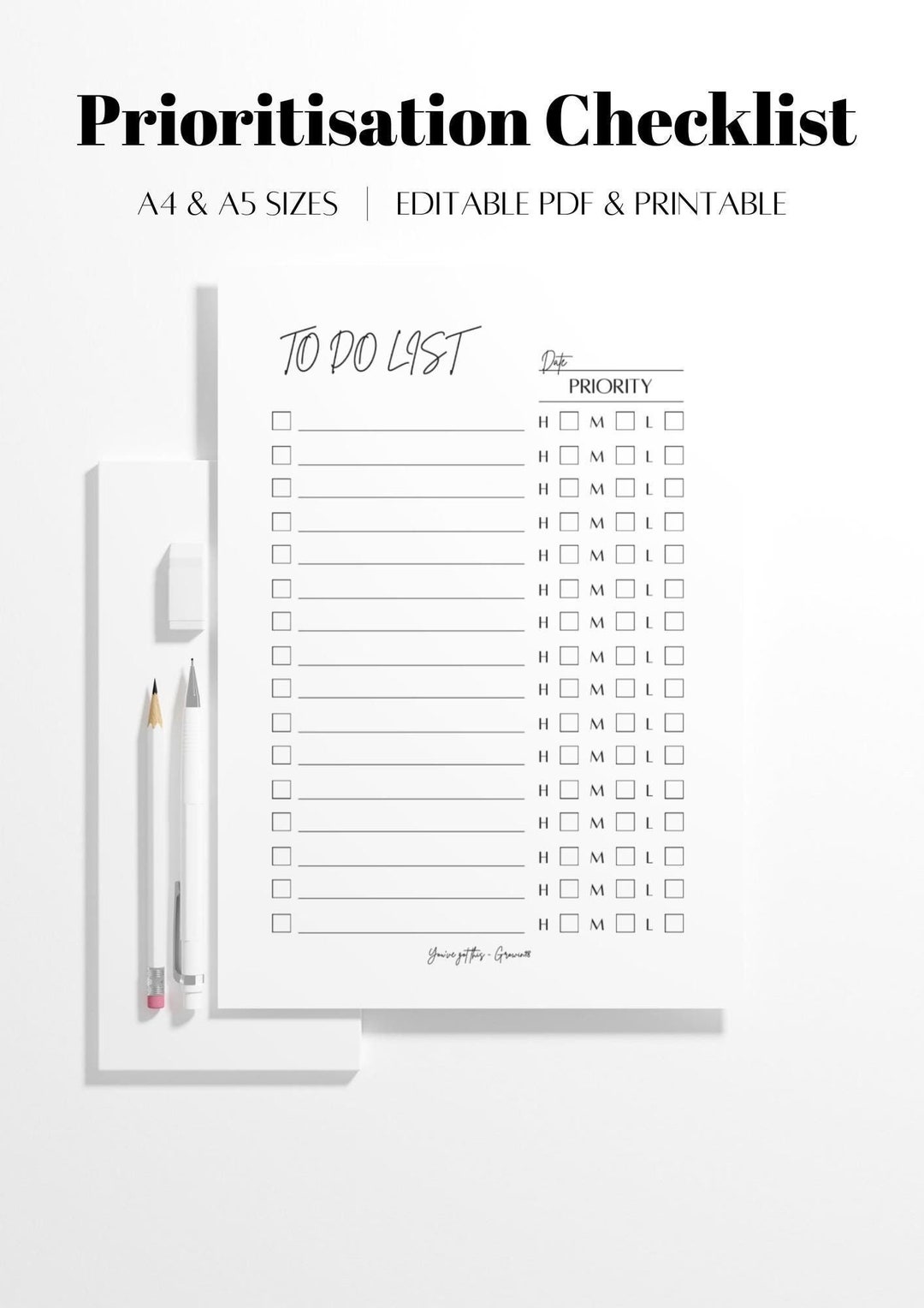 Blank Daily Checklist Template, to Do List Prioritisation, Simple ...